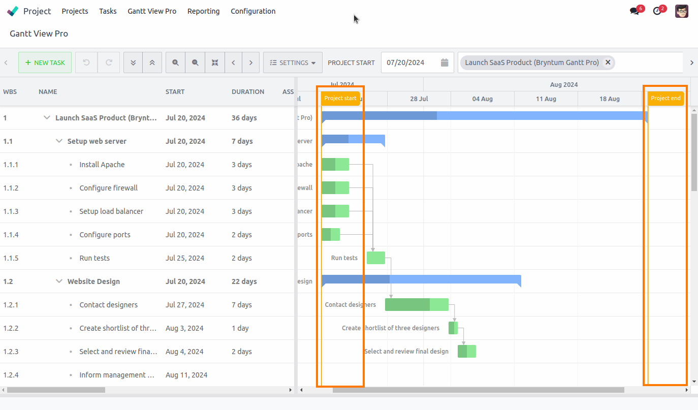 Bryntum Gantt for Odoo Docs